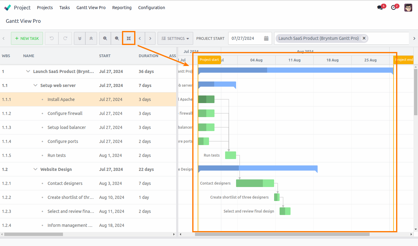 Bryntum Gantt for Odoo Docs